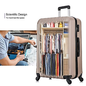 Fridtrip 4 Piece Luggage Sets Hard Shell Lightweight ABS Luggage Suitcase with Durable Spinner Wheels 16" 20" 24" 28" (Champagne Gold)