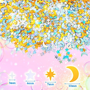 60 g Gold & Silive Confetti Christmas Confetti Stars Moons Planet Confetti Holographic Star And Moon Table Confetti For Party DIY Rainbow Metallic Glitter Foil Sequin Scatter For Birthday Wedding