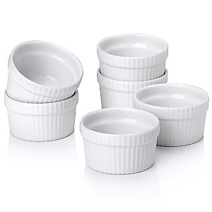 Mini Ramekins 1.5 oz, Vidalenta Dipping Sauce Cups, Tiny Ramekins Dip Bowl Porcelain Souffle Dish Set of 6, Small Ramekins Dessert Cups Small Bowls for Charcuterie Board, Microwave & Oven Safe, White