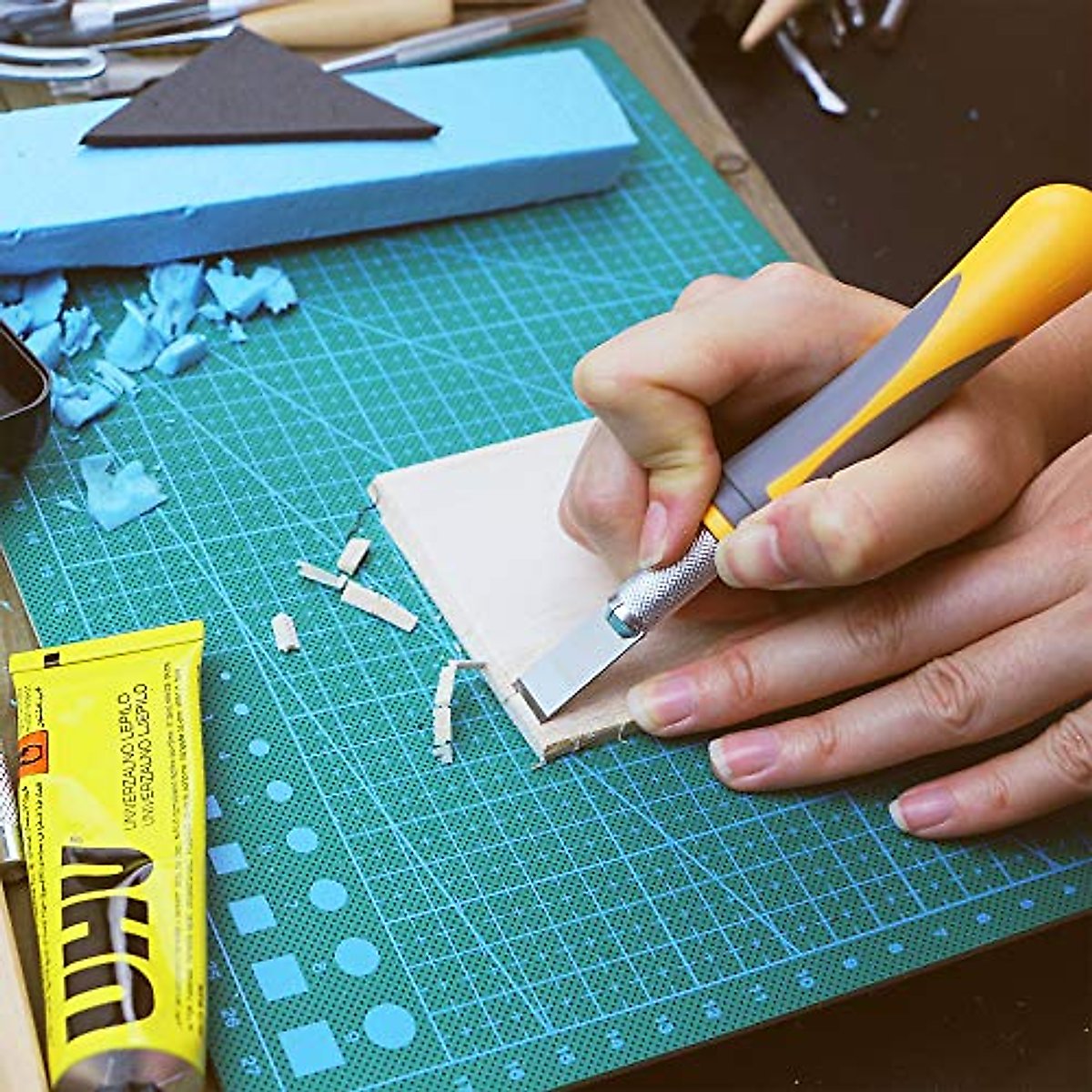 MulWark 16-Piece Precision Hobby Knife Set - Exacto Knife Set for Modeling - Craft Knife Handle Customized with Chiseling Blade, Stencil Edge Blade, Fine Point Blade and More