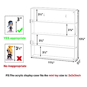 AITEE Acrylic Display Case for Mini Funko Pop Figures, Clear Wall Mounted or Desktop 4 Layer Storage Box Cabinet Organizer for Mini Toys, Collections or Stone