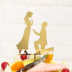 HomeSoGood 5Pcs Wedding Cake Topper Bride Groom Mr Mrs Wedding Decorations Acrylic Gold Cake Toppers Marriage Party Supplies Adult Favors(6.3inch,Gold)