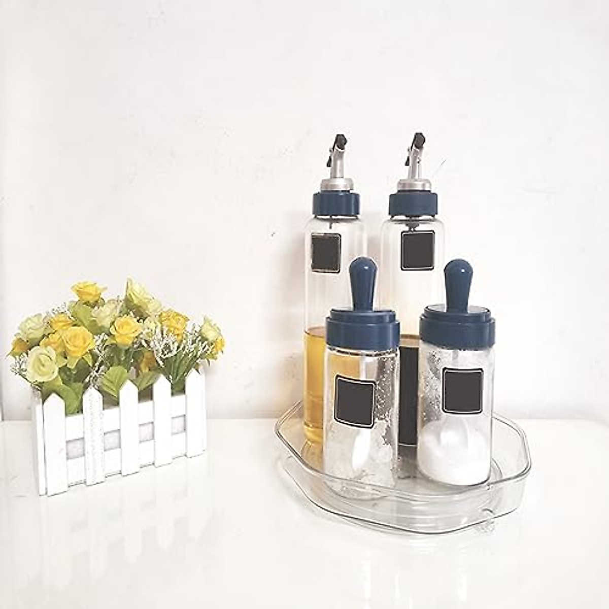 Ewixni 2PCS Spinning Spice Rack Kitchen Organizers and Storage Lazy Susan Organizer for Refrigerator Cabinet, Table, Pantry, Kitchen, Countertop