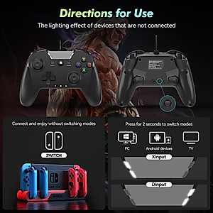 PC Controller, Wired Controller Compatible with Steam/Android/Switch/Tesla, Switch Pro Gaming Controller Gamepad Joystick with Dual-Vibration, Turbo,Macros and Screenshoot, No Battery Required(Wired Controller)