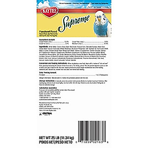 Kaytee Supreme Parakeet Food,25 lb