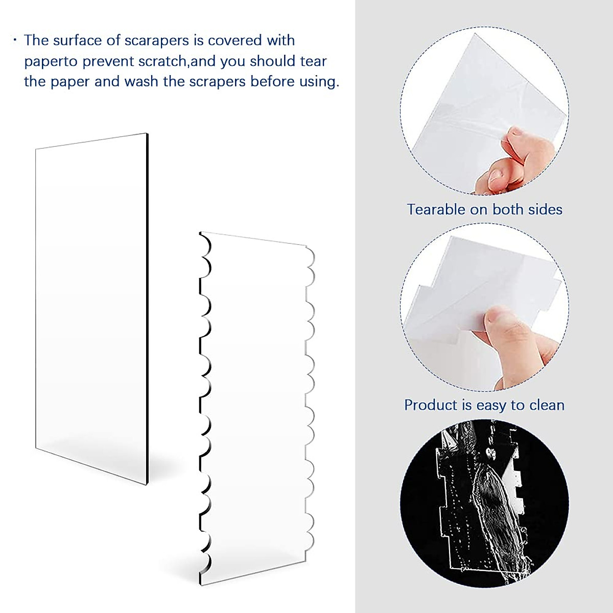 N/C 6Pcs 9.45 Inch Clear Acrylic Cake Scraper Icing Frosting Buttercream Decoration Comb Saw Tooth Set, Edge Smoother in 11 Patterns for DIY Cream Mousse, Kitchen Supplies 9.45*3.94*0.08