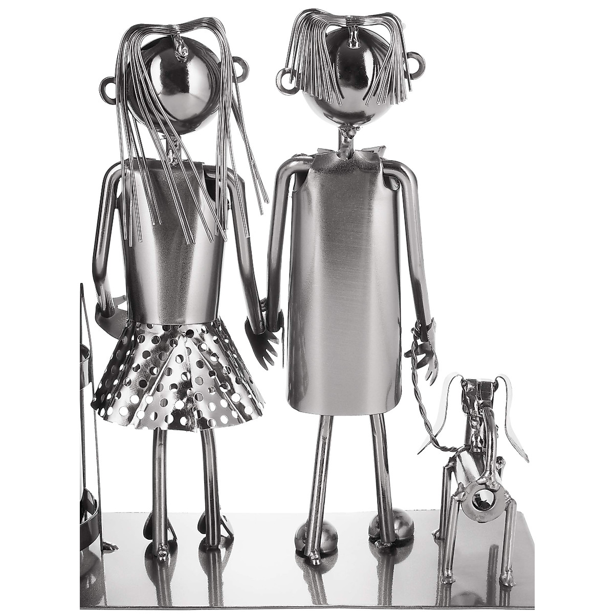 BRUBAKER Bottle Holder Wine - Couple with Dog - Decoration Object Metal - Bottle Stand with Greeting Card