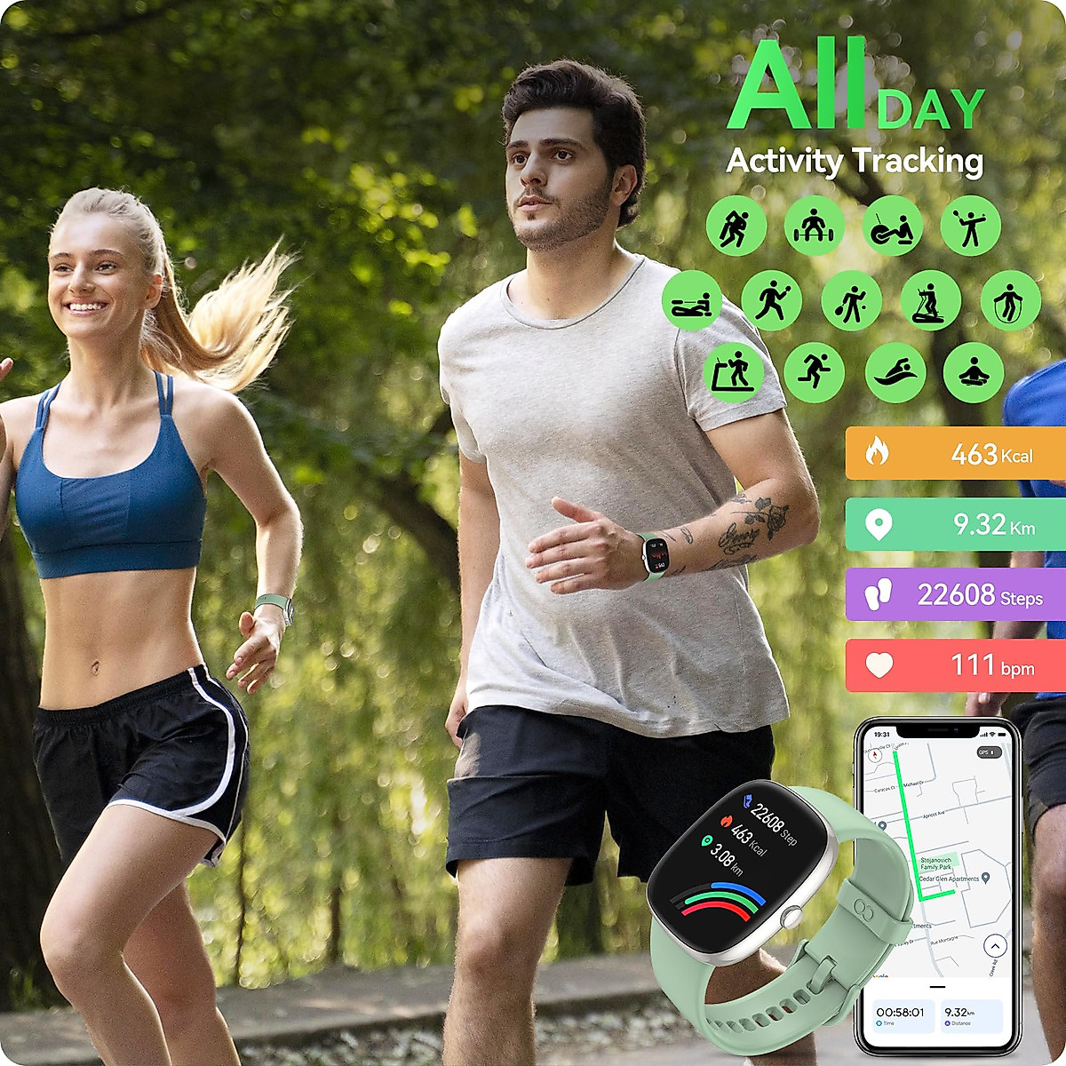 anyloop Fitness Tracker Watch with 24/7 Heart Rate Blood Oxygen Monitor, 1.69" Large Screen Activity Tracker with Pedometer, Sleep Monitor, Calories & Step Counter, Sports Smart Watch for Women Men