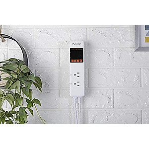 Pymeter Digital Temperature Controller Dual Probe Reptile Thermostat Controlled Outlet for Terrarium Heat Mat Heating Pad, Switch Cooling Fan Freezer Fridge ON & Off at Setpoints 10A 1200W