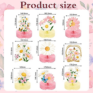 Hotop 9 Pcs Daisy Flower Birthday Party Decorations Daisy Butterfly Honeycomb Centerpieces 3D Daisy Centerpieces for Tables Pink Daisy Table Toppers Boho Groovy Party Decorations Girl Baby Shower