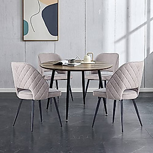 Wlvos 44.8" Round Dining Table for 4-6, Wood Round Kitchen Table with Powder Coating Adjustable Heigh Legs, Suitable for Living Room, Kitchen & Dining Room, Waiting Room, Natural