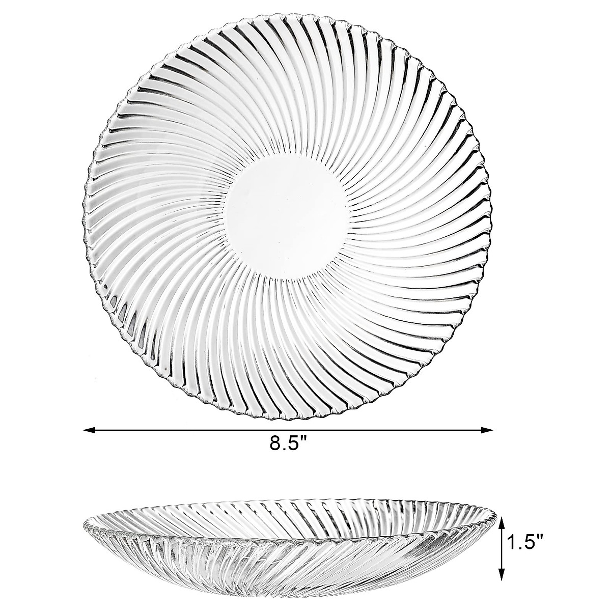 Fasmov 8 Pack 8.5 Inch Glass Salad Plates, Fruit Plate Dessert Plate Bread Dish Plates Wedding and Party Plates, Dishwasher Safe Plates