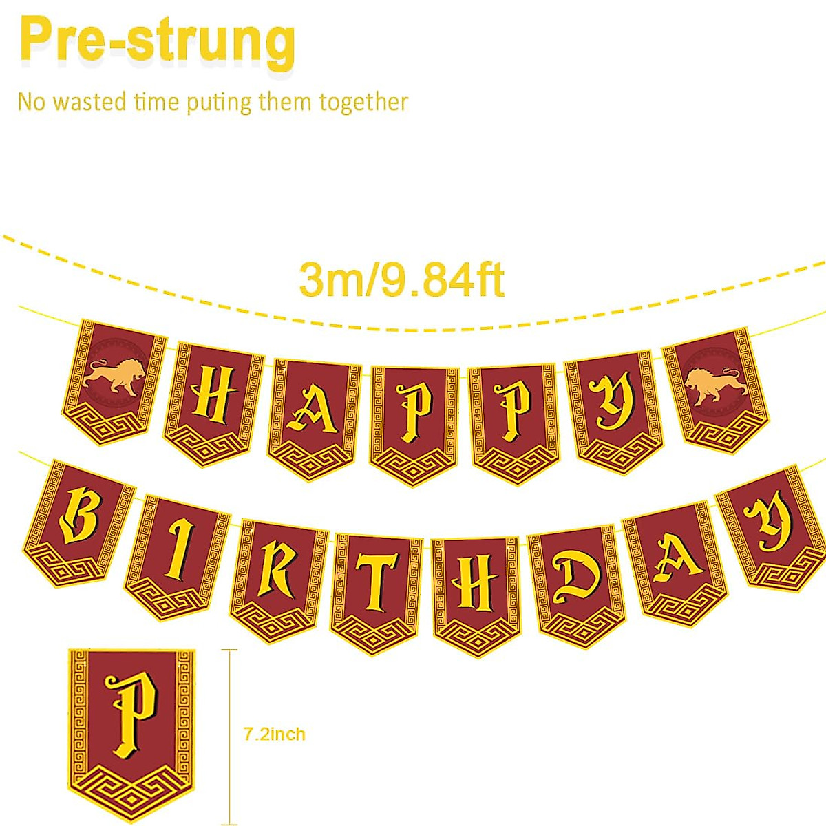 Happy Birthday Decorations Banner Pre-Strung Magic Wizard School Party Banner Wizard Birthday Party Supplies Decor for Fans Bday Party Favors