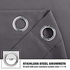 NICETOWN Kitchen Blackout Window Curtains Over Sink - Thermal Insulated Home Decor Small Blackout Grommet Winow Tiers for Short Window (52W by 24L + 1.2 inches Header, Grey, 2 Panels)