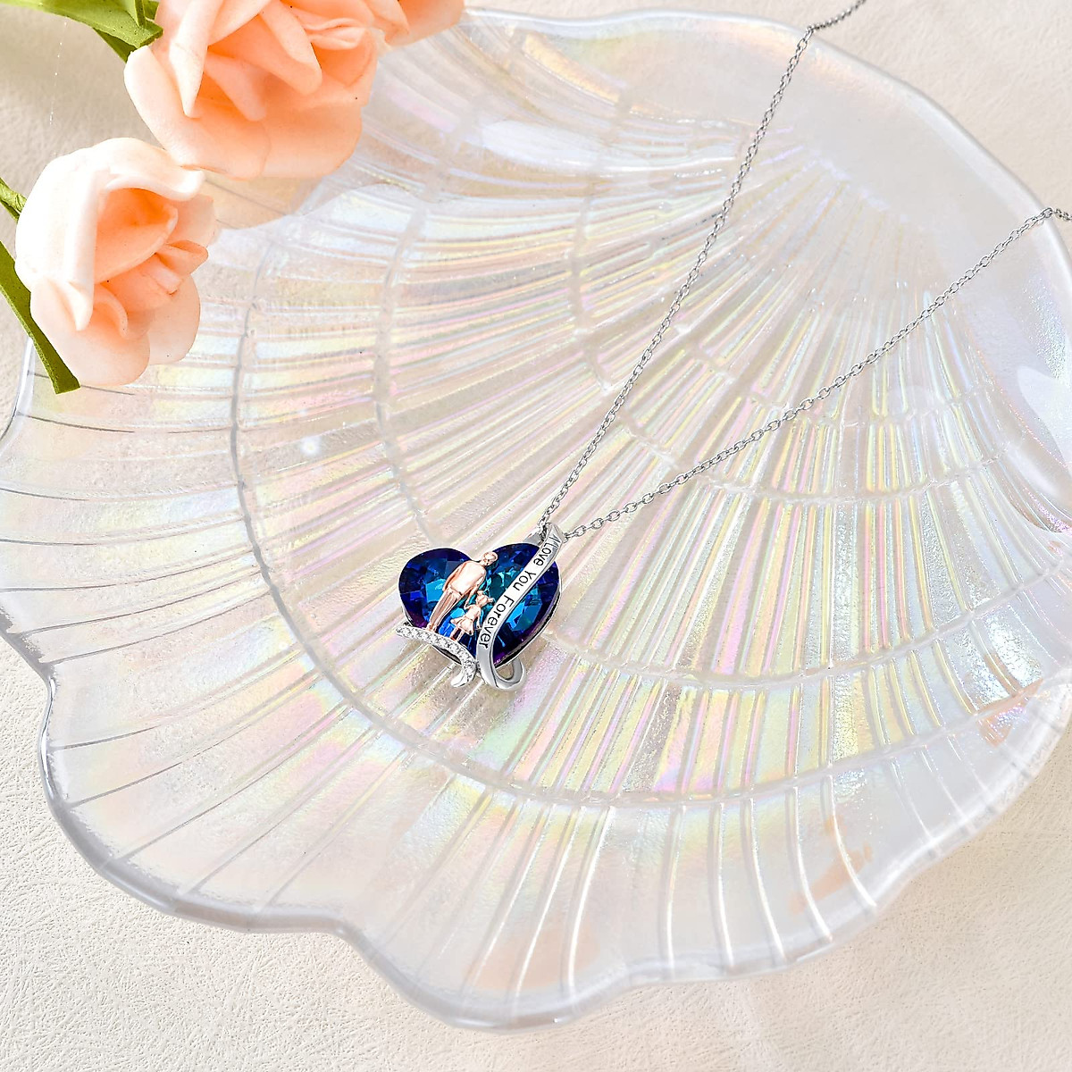 AOBOCO Daughter Necklace from Dad Sterling Silver Engraved I Love You Forever Daughter Birthday Jewelry Gifts from Dad and Mom