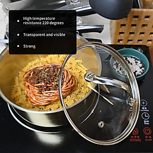 Pastlla 7 Inch Universal Tempered Glass Pot Lid Glass Covers with Stainless Steel Handle for Frying Pan Wok Pot Skillet