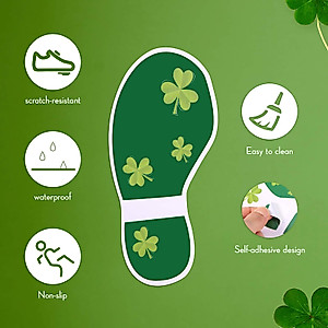 60 Pieces St. Patrick's Day Leprechaun Footprints Floor Stickers Removable Shamrock Foot Stickers Decorations Floor Decals Stickers for Window Walls Shamrock Party Favors Supplies Decoration