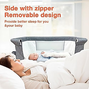 Baby Bassinets Bedside Sleeper, Baby Crib with Wheels, Baby Bed with Mosquito Nets, Adjustable Height Portable Bassinet for Baby with Large Storage Bag, Bassinet for Infant/Baby/Newborn