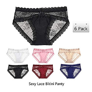 LEVAO Women Lace Underwear Sexy Breathable Hipster Panties Stretch Seamless Bikini Briefs Multipack