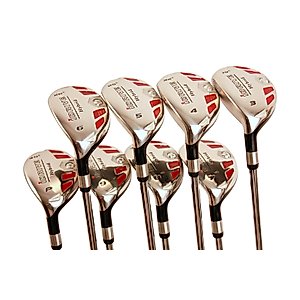 iDrive Hybrids Left Handed Senior Men’s Golf All Complete Full Set, which includes: #3, 4, 5, 6, 7, 8, 9, PW Senior Flex with Tacki-Mac Midsize Grips New Utility “A” Flex Clubs