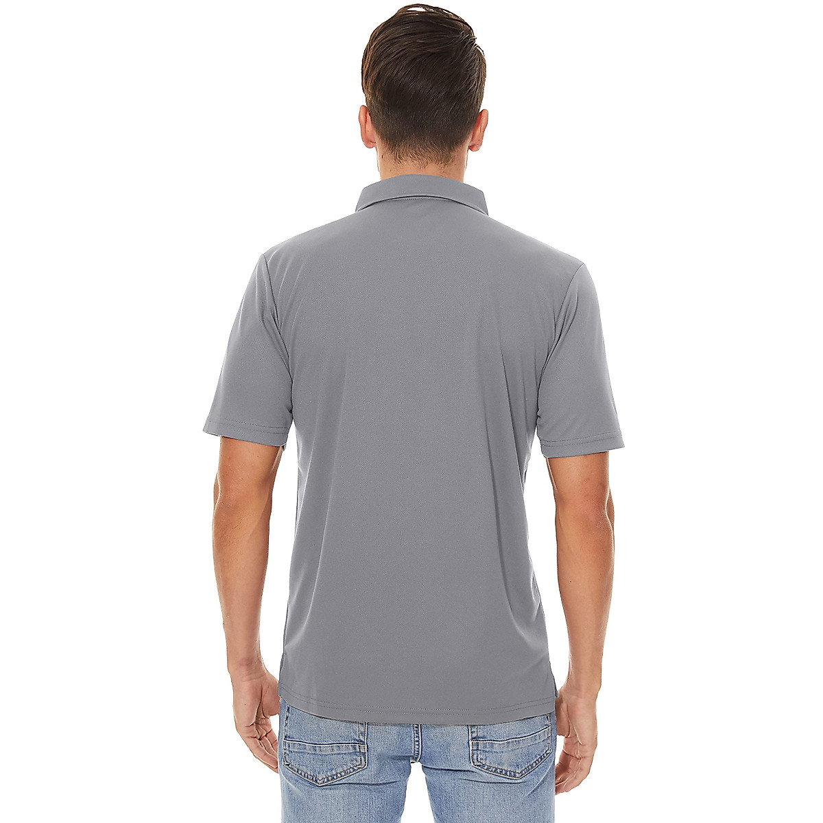 MAGCOMSEN Short Sleeve Golf Polo Shirts for Men Golf T Shirts Work Shirts Casual Fishing Shirts Quick Dry Outdoor Shirts Light Grey