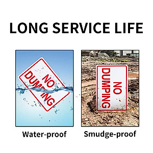 2 Pack No Dumping Sign, 10"x 7" .04" Aluminum Sign Rust Free Aluminum-UV Protected and Weatherproof