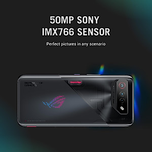 ASUS ROG Phone 7 6.78" FHD+ 2448x1080 165Hz, 6000mAh Battery, 50MP/13MP/5MP Triple Camera, 16GB RAM, 512GB Storage, 5G LTE Unlocked Dual SIM, Phantom Black, AI2205-16G512G-BK