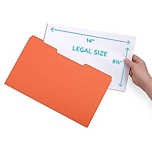Blue Summit Supplies Orange File Folders, 1/3 Cut Tab, Legal Size, Great for Organizing and Easy File Storage, 100 Per Box