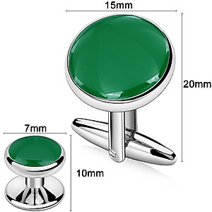 AMITER Men’s Cufflinks and Tuxedo Studs Set, Suitable for Black Suit White Shirts on Wedding, Anniversary, Birthday