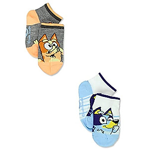 Bluey Boys Toddler 6 Pack Gripper Quarter Socks (X-Small (2T-4T), White)