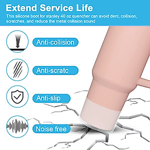 4Pack Silicone Boot for Stanley 40oz Quencher Adventure & Stanley IceFlow 30oz 20oz, Reduces Noise Scratches Protective Cup Bottom Sleeve Cover Compatible with Stanley Cup Accessories (Transparent)