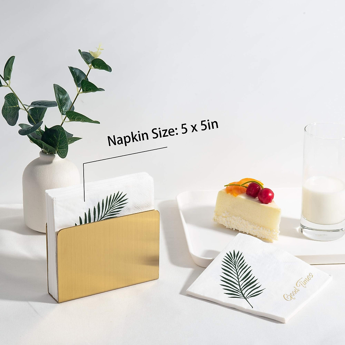 IMEEA Gold Napkin Holder Cocktail Napkin Holder Beverage Napkin Dispenser Stainless Steel Napkin Holder for Table