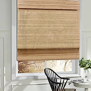 LANTIME Wood Window Roman Shades, Bamboo Light Filtering Roman Shades Blinds, Easy Installation for Home and Garden, Pattern 6