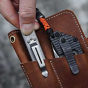 KeyUnity KA23 Deep Carry Pocket Clip, 3 Hole Pocket Clip Replacement for Knife & Multitool, Stainless Steel, Pack of 3