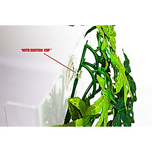 AQUA KT Reptile Plant Jungle Vine with Suction Cup for Snake Lizard Bearded Dragon Climbing Terrarium Habitat Decoration, 12 Inch Length, Green