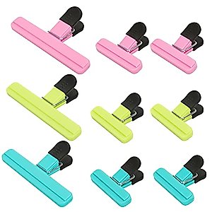 Chip Clips Bag Clips Food Clips，9 Pack Different Bag Clips for Clips ，Wide Range of Uses Clips for Food Packages,Plastic Heavy Seal Grip,2 Sizes 3 Colors