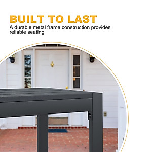 VICLLAX 3-Person Outdoor Bench 53" Long Garden Bench Metal Frame Backless Porch Patio Bench, Black