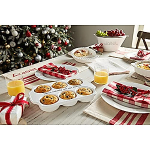 Mud Pie Circa Muffin Tray and Spatula Set, White, 12" x 8"