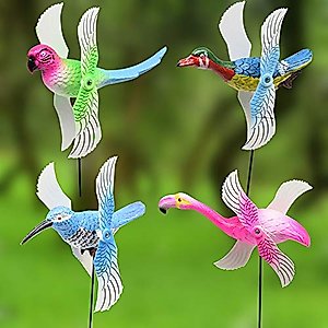 uoudio Garden Pinwheels Whirligigs Wind Spinner Windmill Toys for Kids Yard Decor Hummingbird Lawn Decorations Decorative Garden Stakes Outdoor Whirlygig Windmills Gardening Art Whimsical Baby Gifts