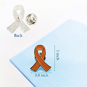 Orange Ribbon Awareness Pin 20 Pcs Leukemia Kidney Cancer Multiple Sclerosis & Gun Violence Awareness Products Hope Enamel Lapel Brooch