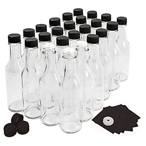 nicebottles Hot Sauce Bottles with Black Caps & Shrink Bands, 5 Oz - Case of 24