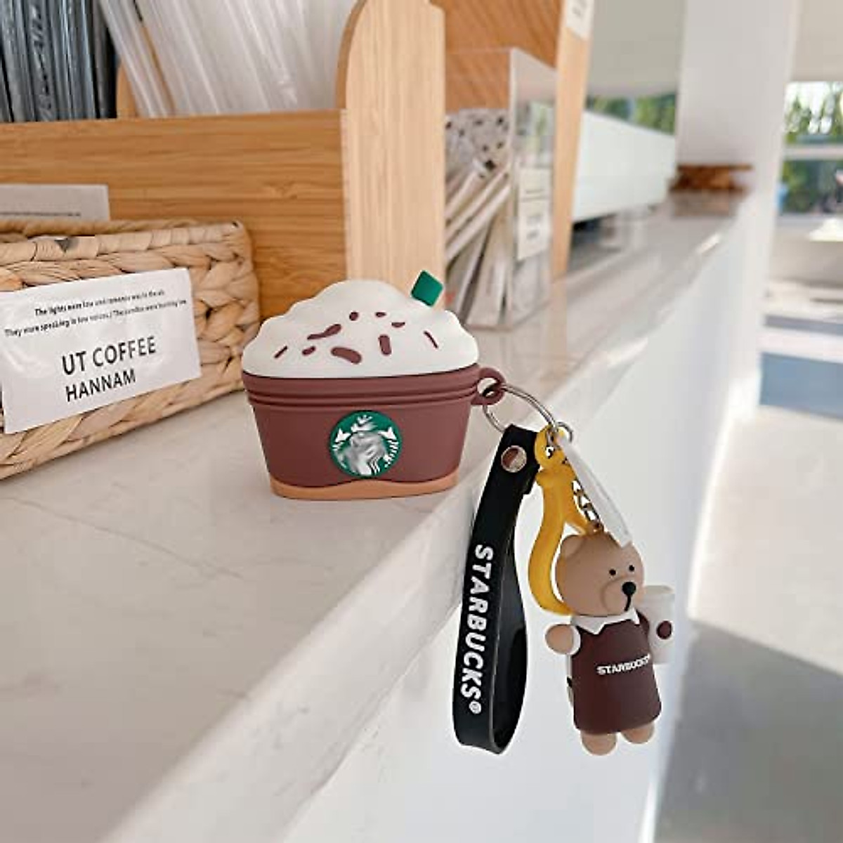 ZBDLXMD Compatible with AirPods 3rd Generation case,(2021 Release) Cute 3D Cartoon Kawaii Funny Fun Airpods 3 case, esigned with Drink Cup Keychain for Apple AirPods 3 Charging Case(Brown Coffee Cup)