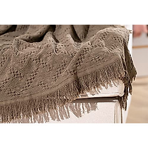KASENTEX 100% Cotton Throw Blanket Soft Knitted(Brown, 60x50)
