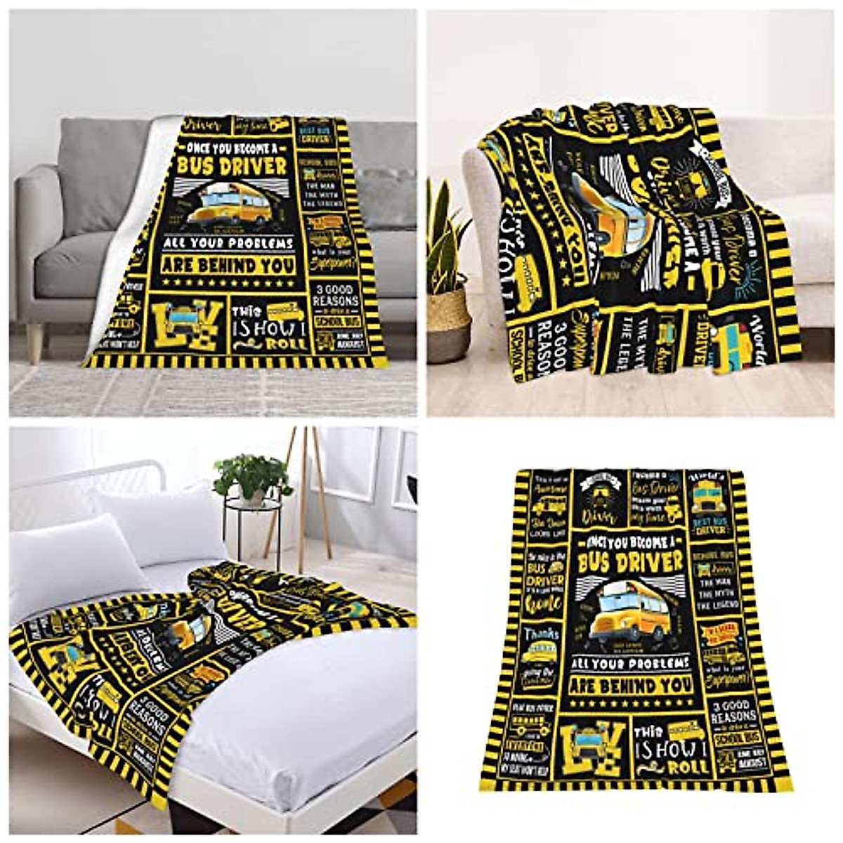 Bus Driver Appreciation Gifts School Bus Driver Gifts for Men Women Birthday Gifts for School Bus Driver Fathers Day Blanket Thank You for School Bus Driver Back to School Throw Blanket 60X50 inch