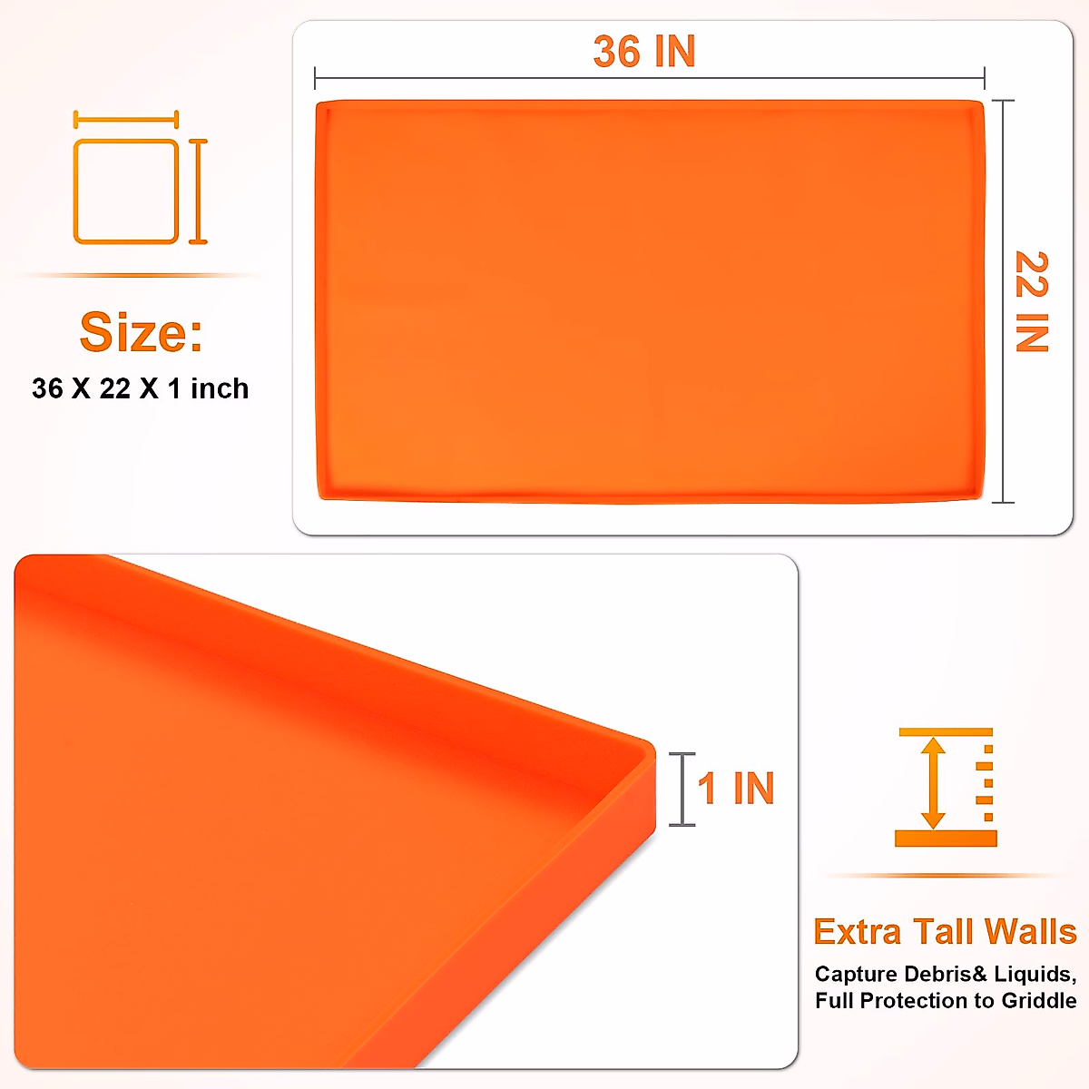 Silicone Griddle Mat for Blackstone 36 Inch Griddle, Heavy Duty Silicone Protective Mat Cover Thicker Griddle Mats Protect Your Griddle from Dirt & Rust