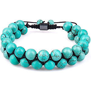 Addmluck 108 Mala Beads Meditation Necklace 7 Chakra Tree of Life Pendant Necklace Prayer Buddha Beaded Bracelets Healing Stone Yoga Necklace for Men and Women Jewelry(turquoise beads)