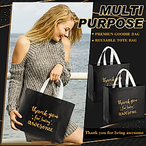 Sanwuta 12 Pcs Chrismas Employee Appreciation Gift Bag 12.2 x 4.7 x 11 Inch Glossy Thank You for Being Awesome Gift Bag for Women Coworker Staff Volunteer Team Gifts(Black)