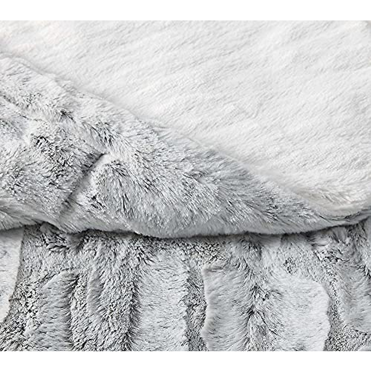 Christian Siriano - Luxurious Snow Leopard Fur Filled Grey Throw (60" x 70") - Gift Box Included - Perfect for Gifting Friends & Family