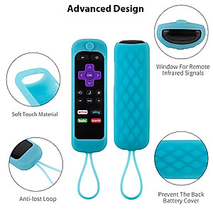 2 Pack Roku Remote Cover Silicone Protective Case for Roku TV TCL Roku 2/3/4/ Express/Premiere/Voice/Streaming Stick/Ultra RC280 Anti Slip Remote Sleeve Anti-lost Glow in The Dark (Glow Green + Blue)