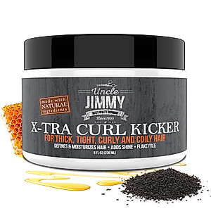 Uncle Jimmy Curl-Kicker Hair Cream for Men - Medium Hold Forming Cream - Flake Free Hair Styling Cream with Black Seed Oil and Honey 8 Fl Oz